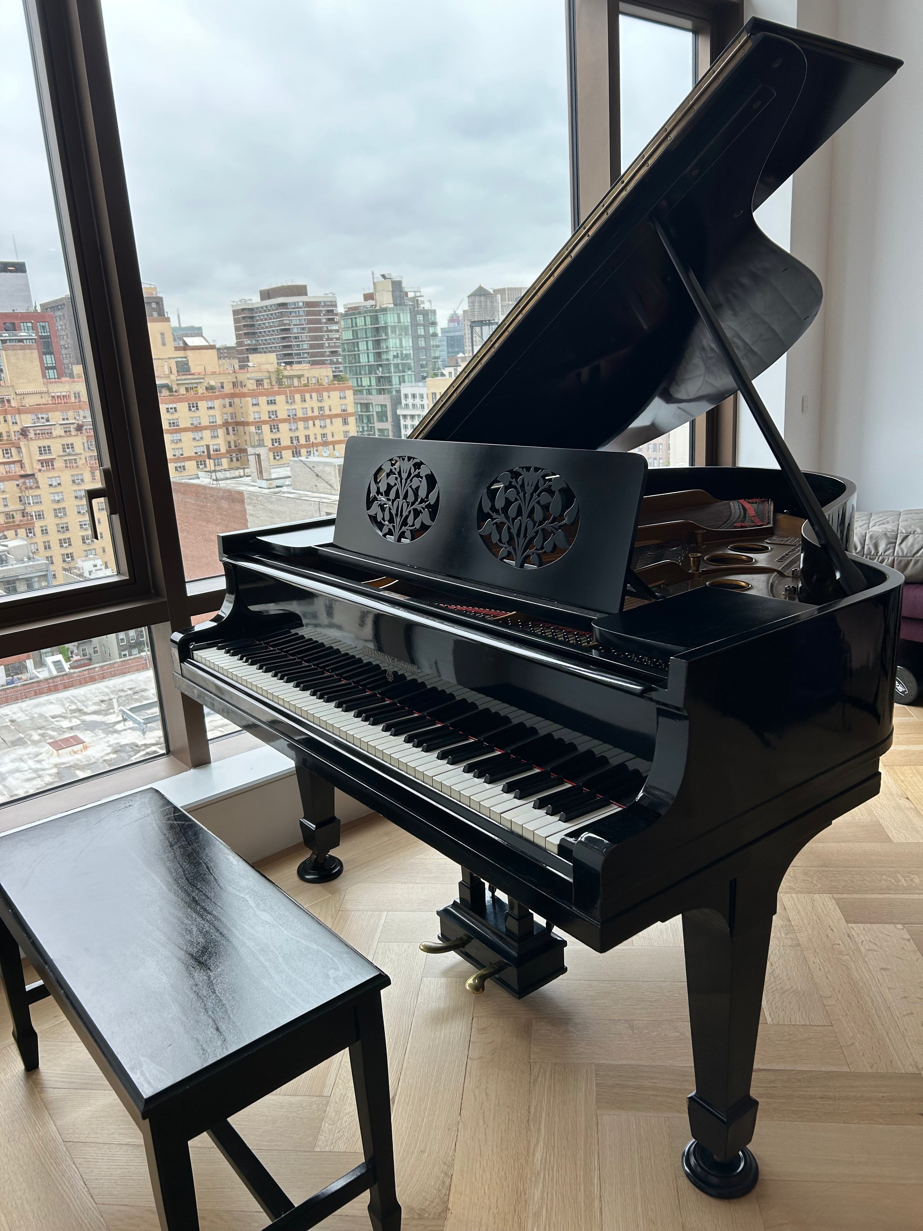 Hamburg Steinway Model O | Ebony – Park Avenue Pianos | Steinway Piano ...